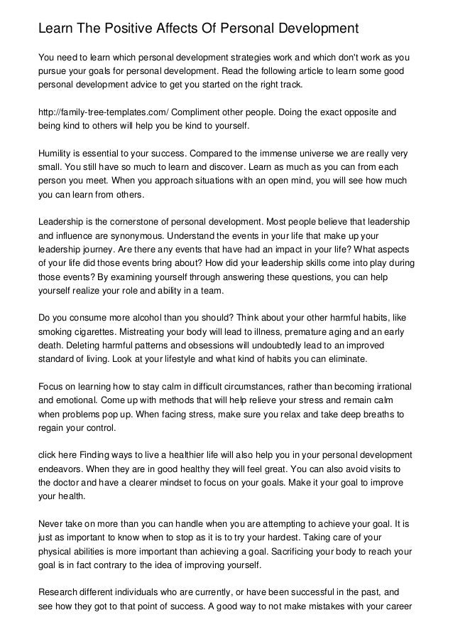 Learn The Positive Affects Of Personal Development