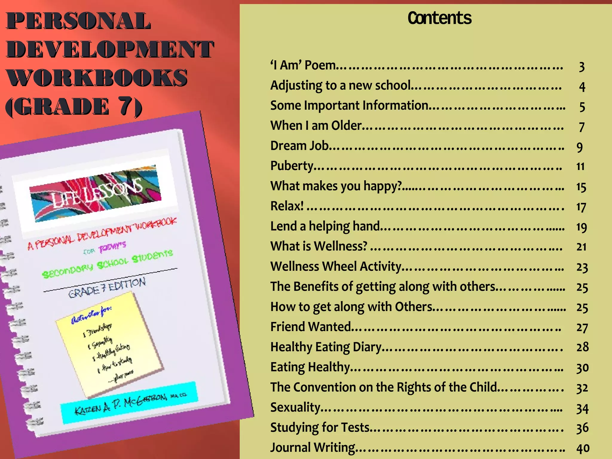 Personal development workbooks (grades 7 - 9) | PPS