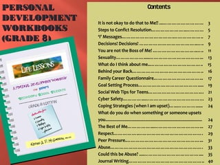 Personal development workbooks (grades 7 - 9) | PPS