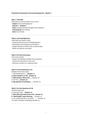 Personal Development-knowing oneself Ppt. | PDF