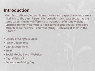 Personal digital archiving | PPTX