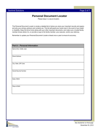 Personal Document Locator | PDF | Stocks and Bonds | Personal Investing