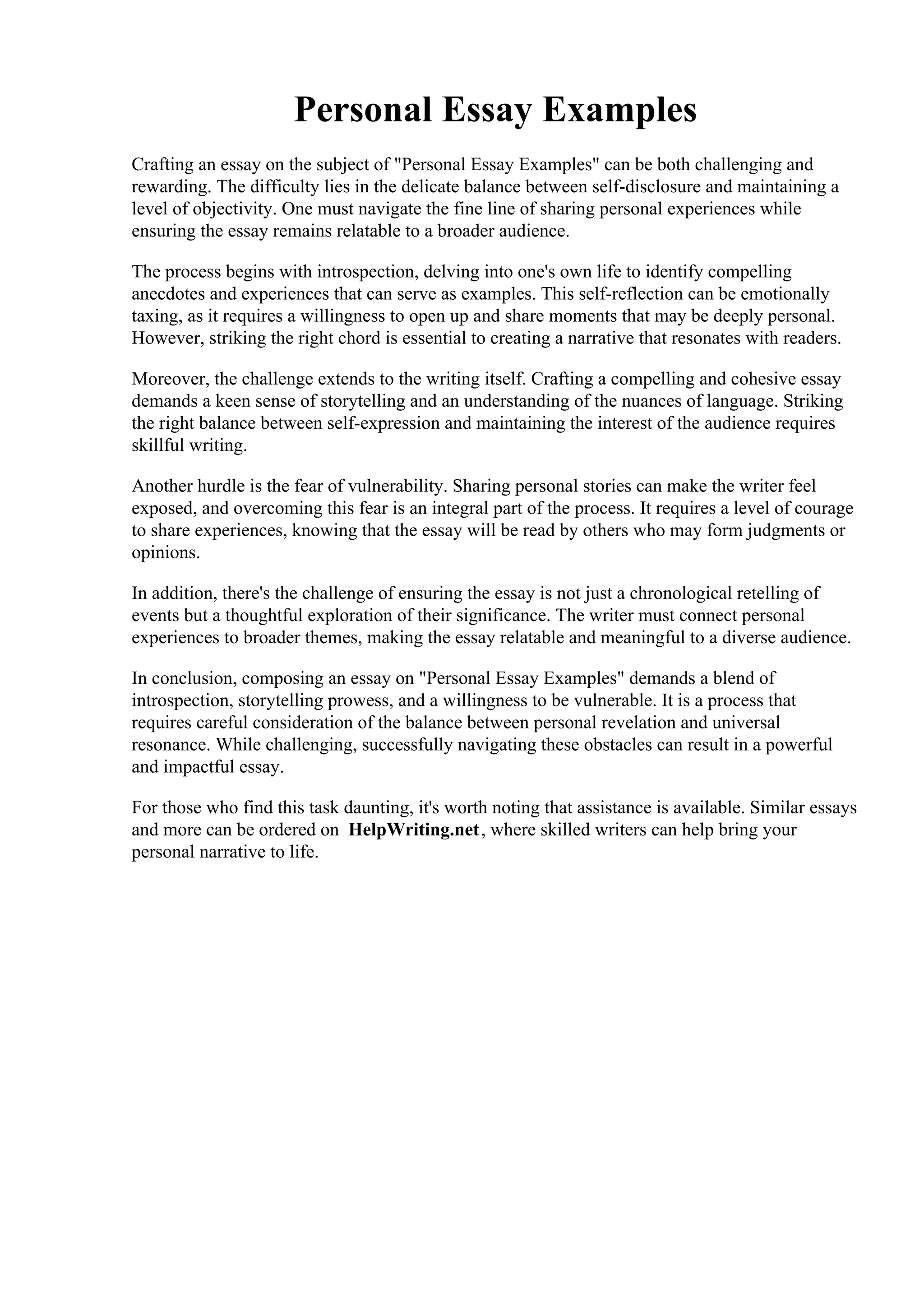 Personal Essay Examples | PDF