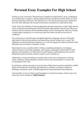 Personal Essay Examples For High School.pdf
