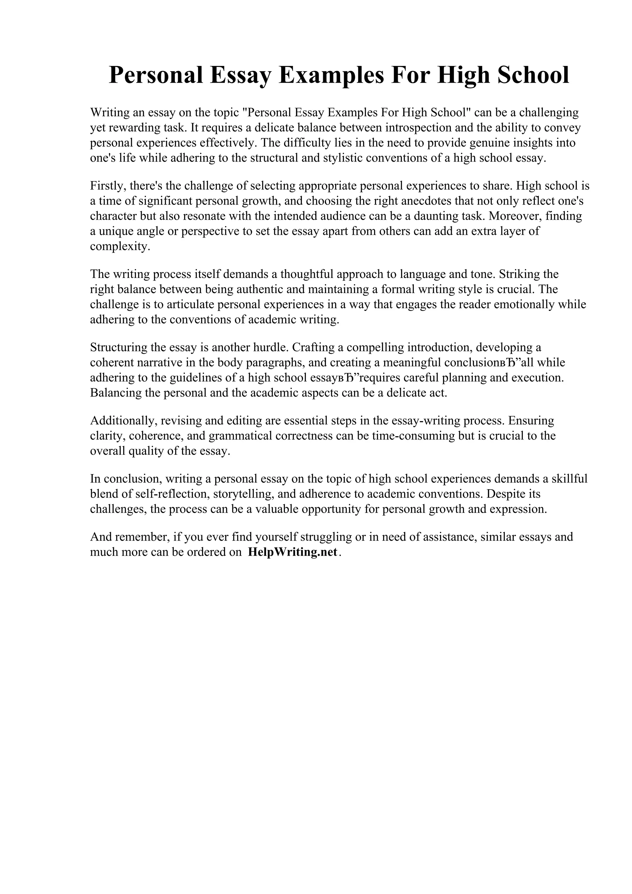 Personal Essay Examples For High School.pdf