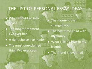 Personal essay ideas | PPT