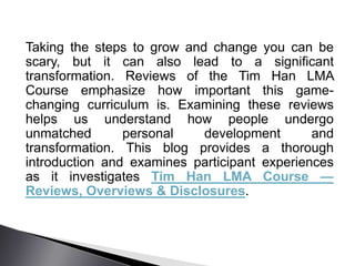 Personal Evolution of Tim Han LMA Course Reviews & Discussions.pptx