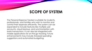 Personal Expense tracker In which you know about working of Expense ...