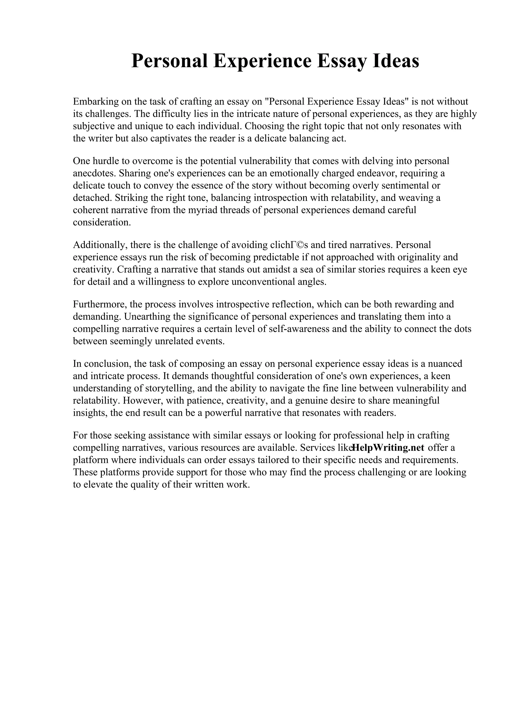 Personal Experience Essay Ideas PDF personal-experience-essay-ideas-pdf