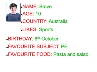 Personal factfile | PPT