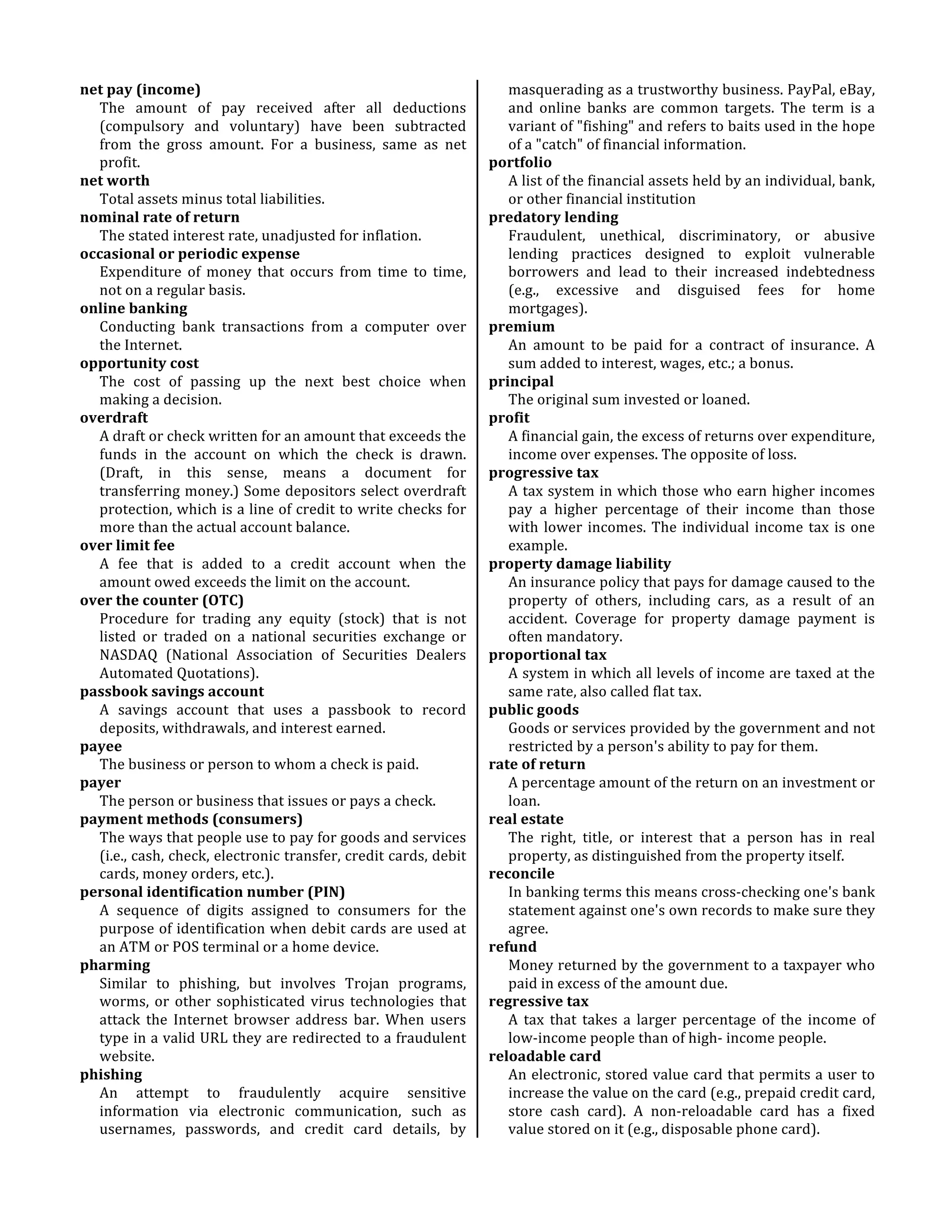 Personal finance glossary | PDF | Credit Cards | Personal Debt