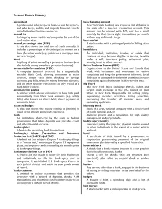 Personal finance glossary | PDF | Credit Cards | Personal Debt