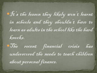 Personal finance lessons to teach your kids | PPT