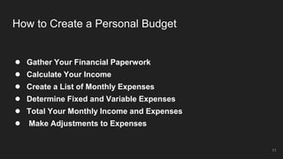 Personal Financial Statements and Budgeting | PPTX