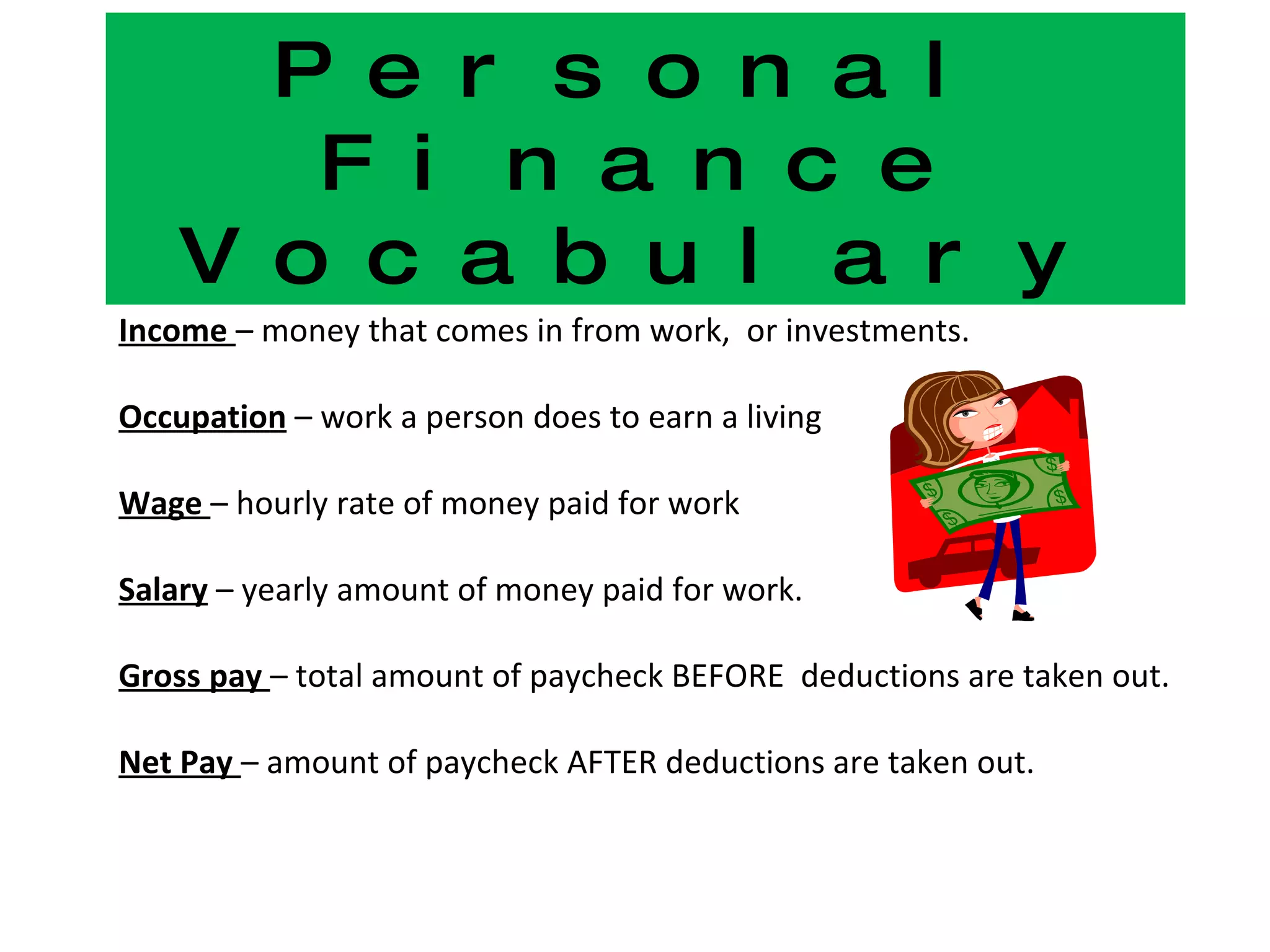 Personal finance vocabulary | PPT