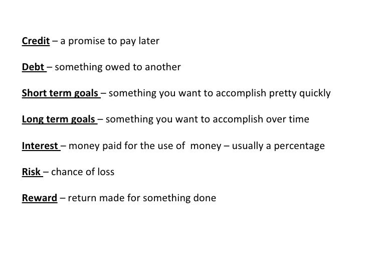 Personal Finance Vocabulary Personal Finance Vocabulary