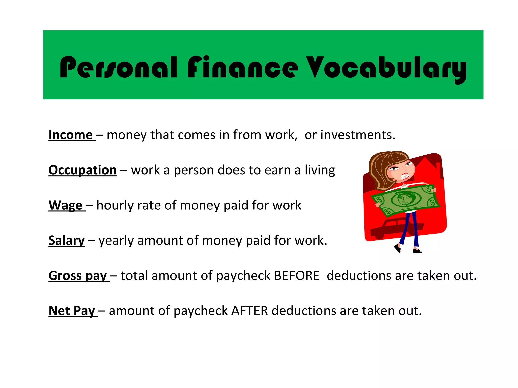 Personal finance vocabulary | PPT