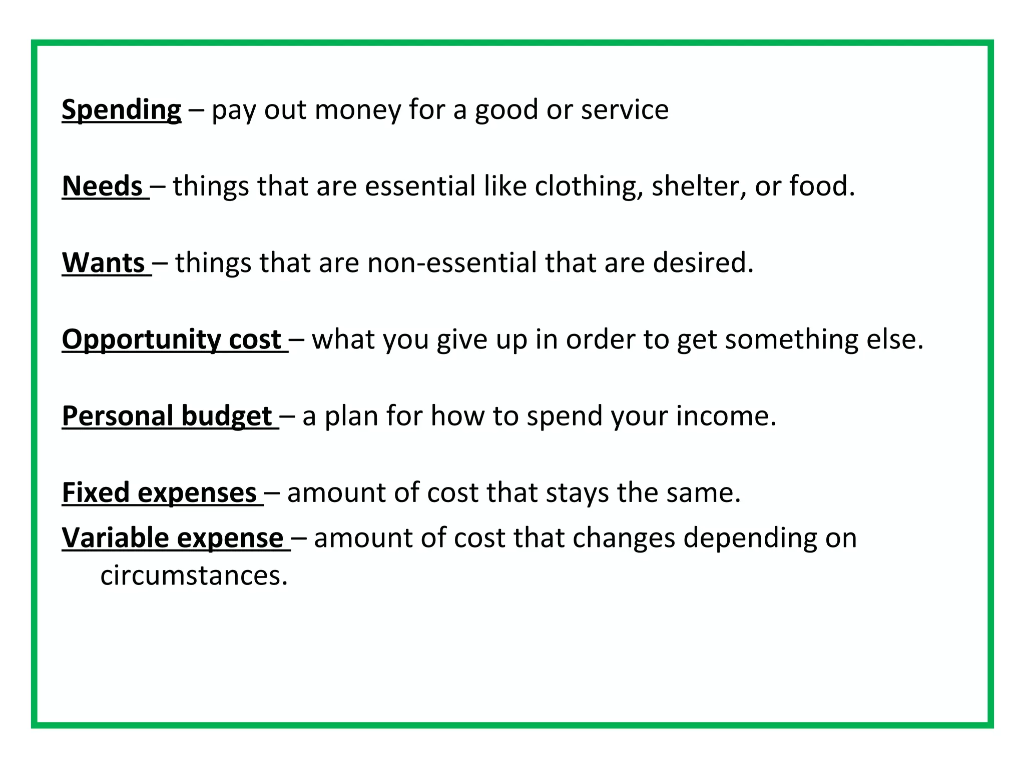 Personal finance vocabulary | PPT