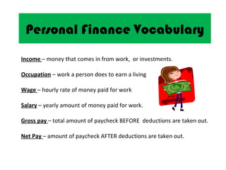 Personal finance vocabulary | PPT | Personal Finance