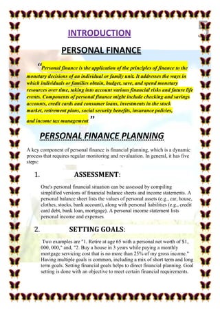 Personal finance and wealth management project report | PDF