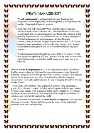 Personal finance and wealth management project report | PDF