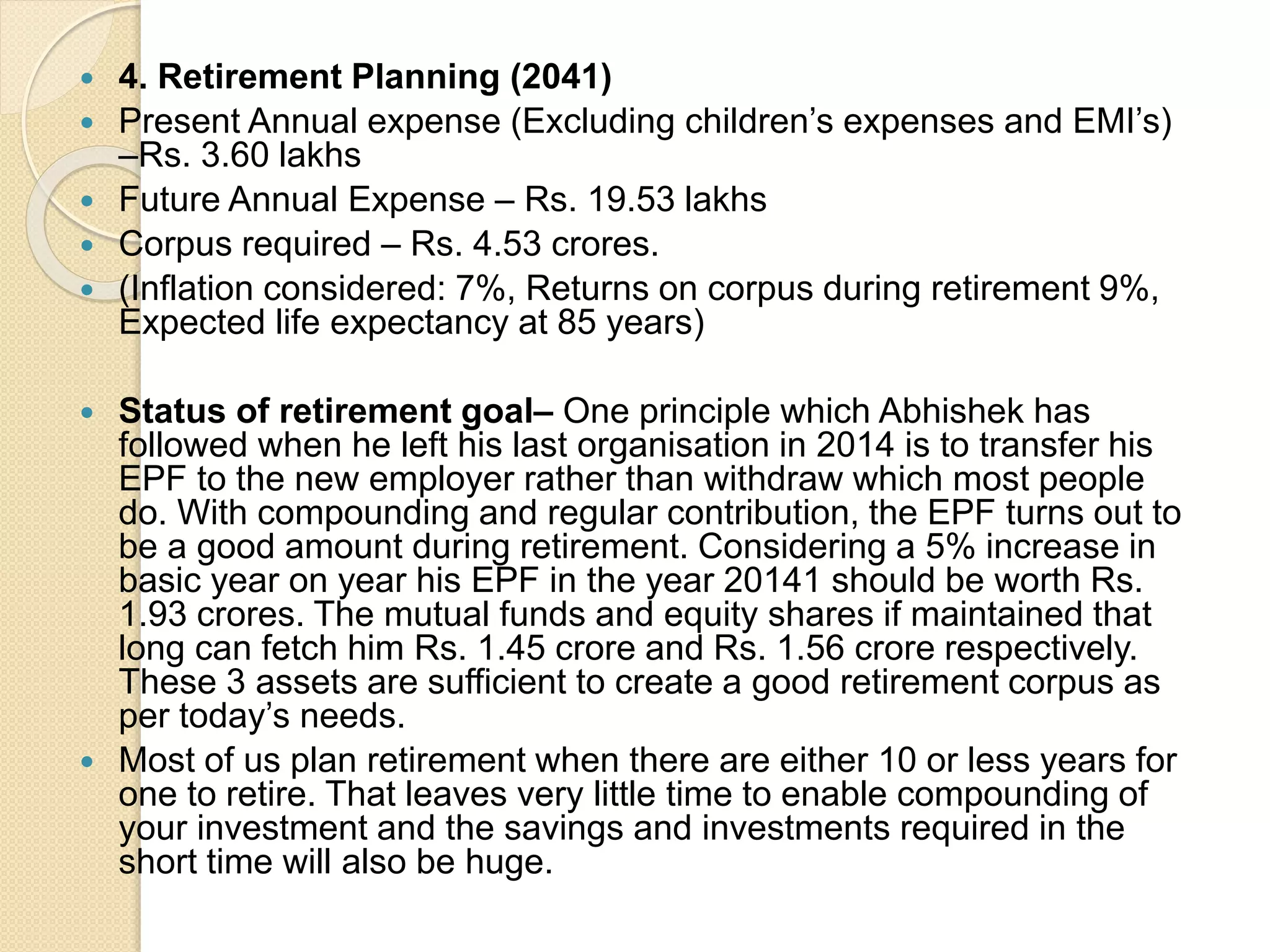 Personal financial case study of abhishek goel | PPTX