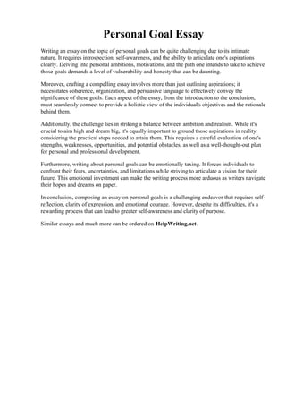 Personal Goal Essay | PDF