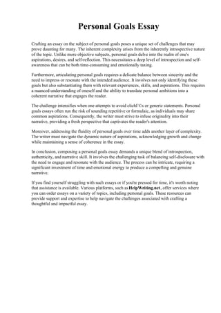 Personal Goals Essay | PDF