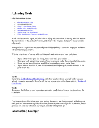 Personal goal setting | PDF