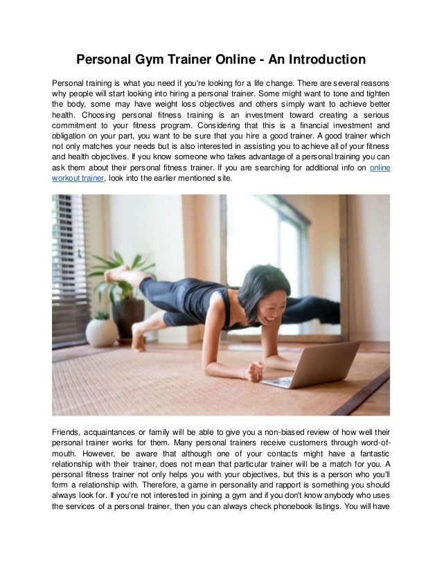 Personal Gym Trainer Online - An Introduction