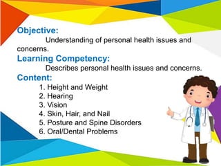 Personal health issues and concerns health6 | PPTX