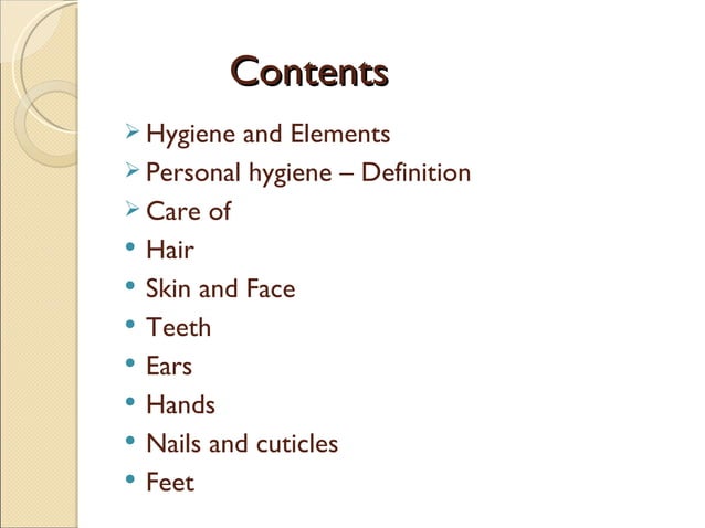 Personal hygiene | PPT | Skin and Dermatology | Diseases and Conditions