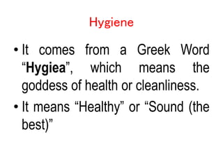 Personal hygiene and health | PPTX