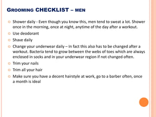 Personal Hygiene Importance and Grooming Checklist For Men & Women | PPTX