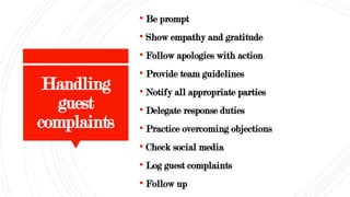 Presentation on Personal Hygiene, Guest Cycle, Types of Complaints and ...