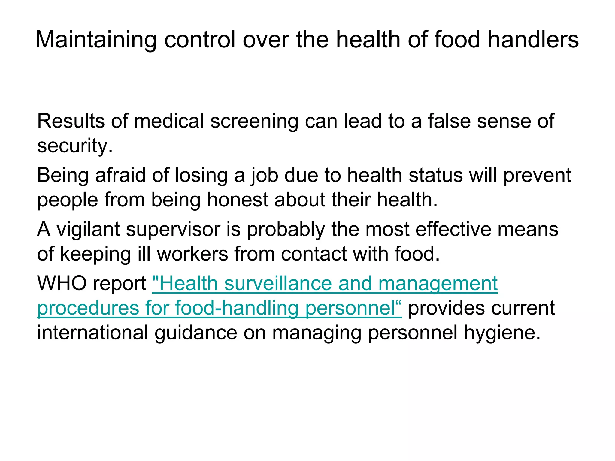 Personal Hygiene in Food Production | PDF