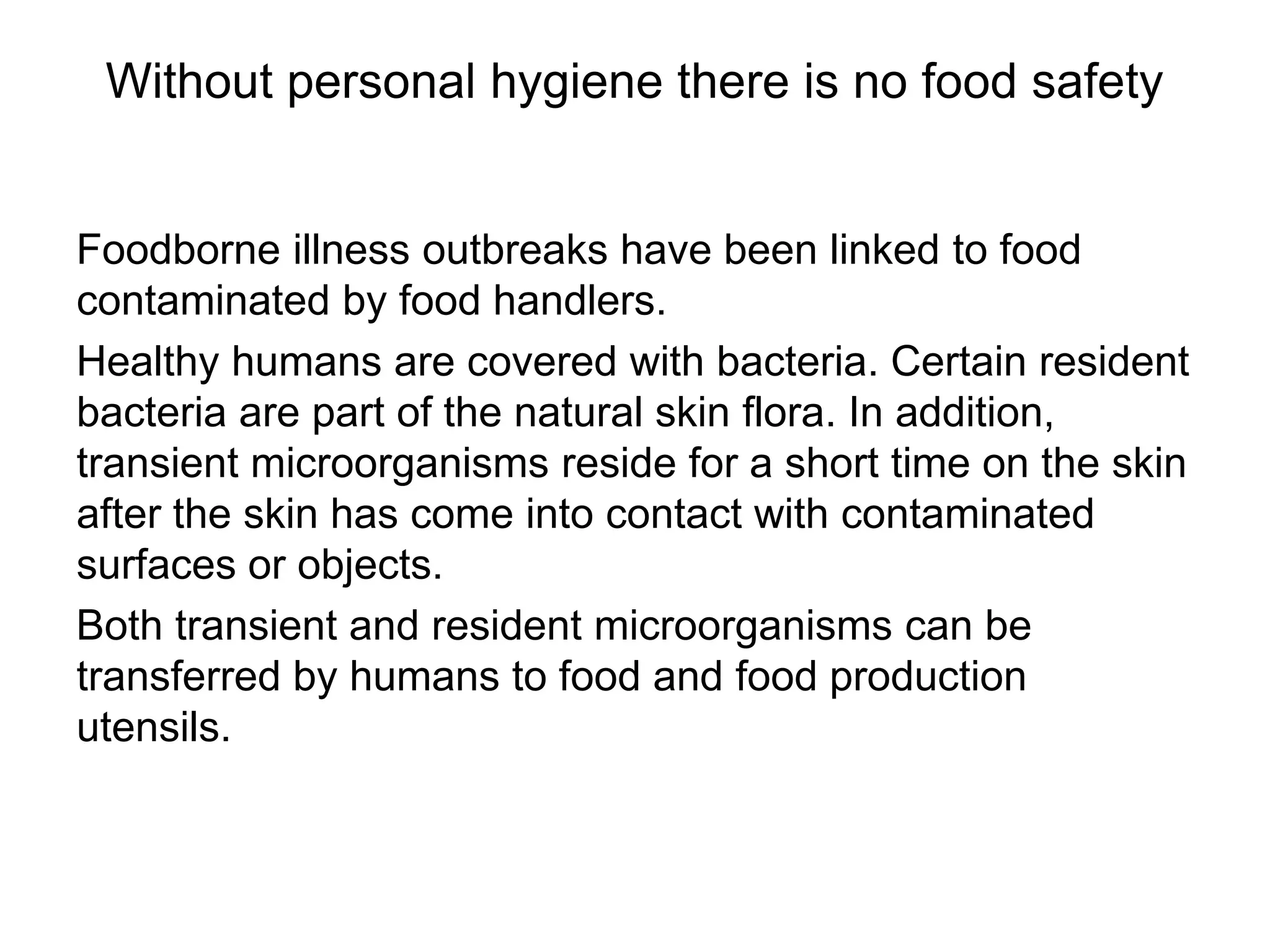 Personal Hygiene in Food Production | PDF