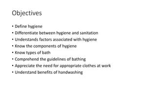 Personal hygiene,presn.pptx | Skin and Dermatology | Diseases and ...