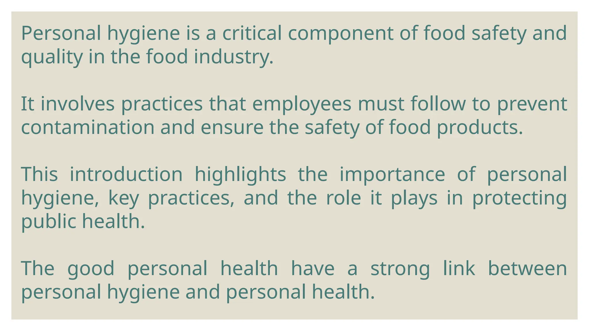 Personal Hygiene Training for food factory | PPTX