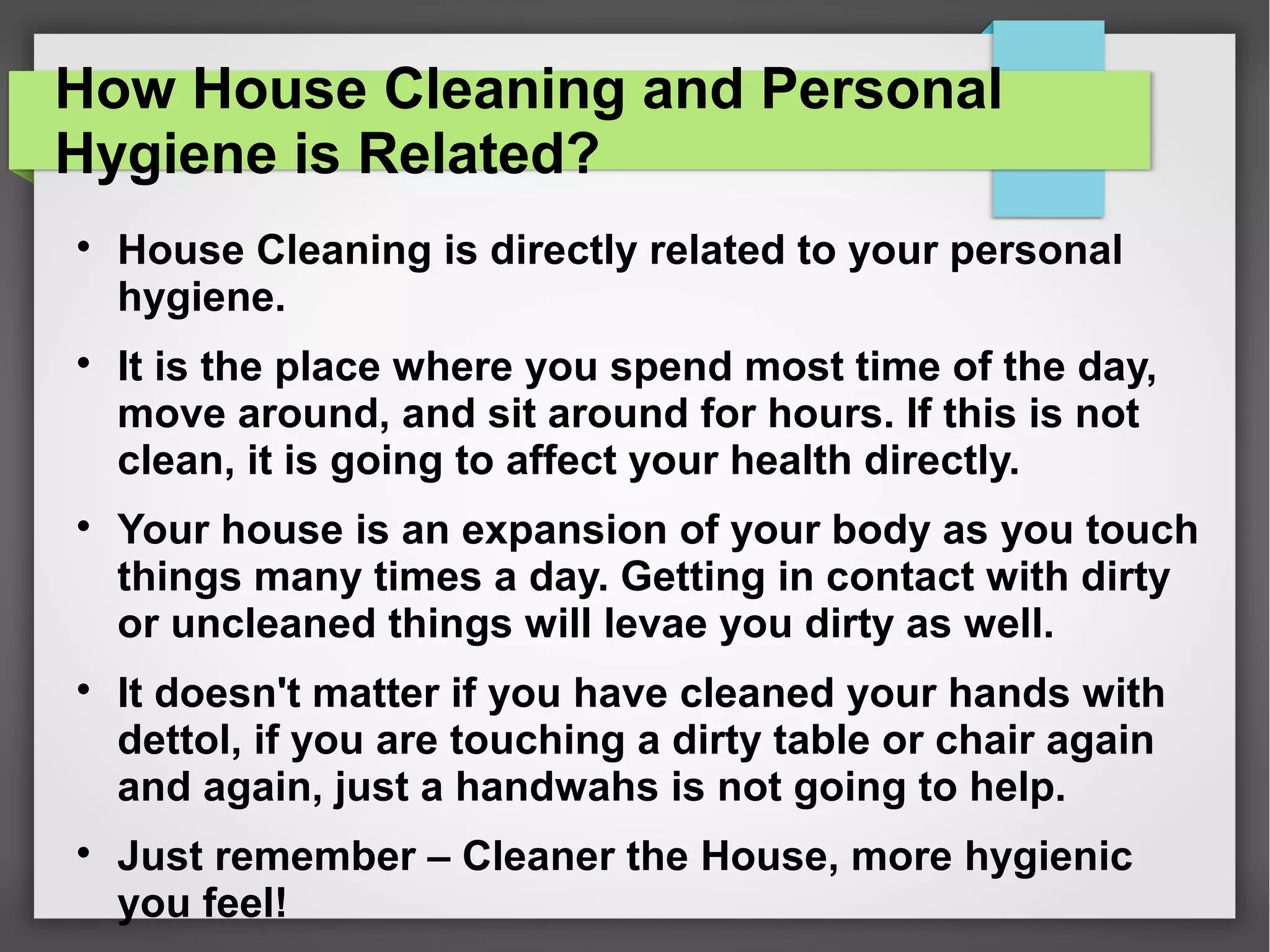 Personal Hygiene With Home Cleaning | PPT