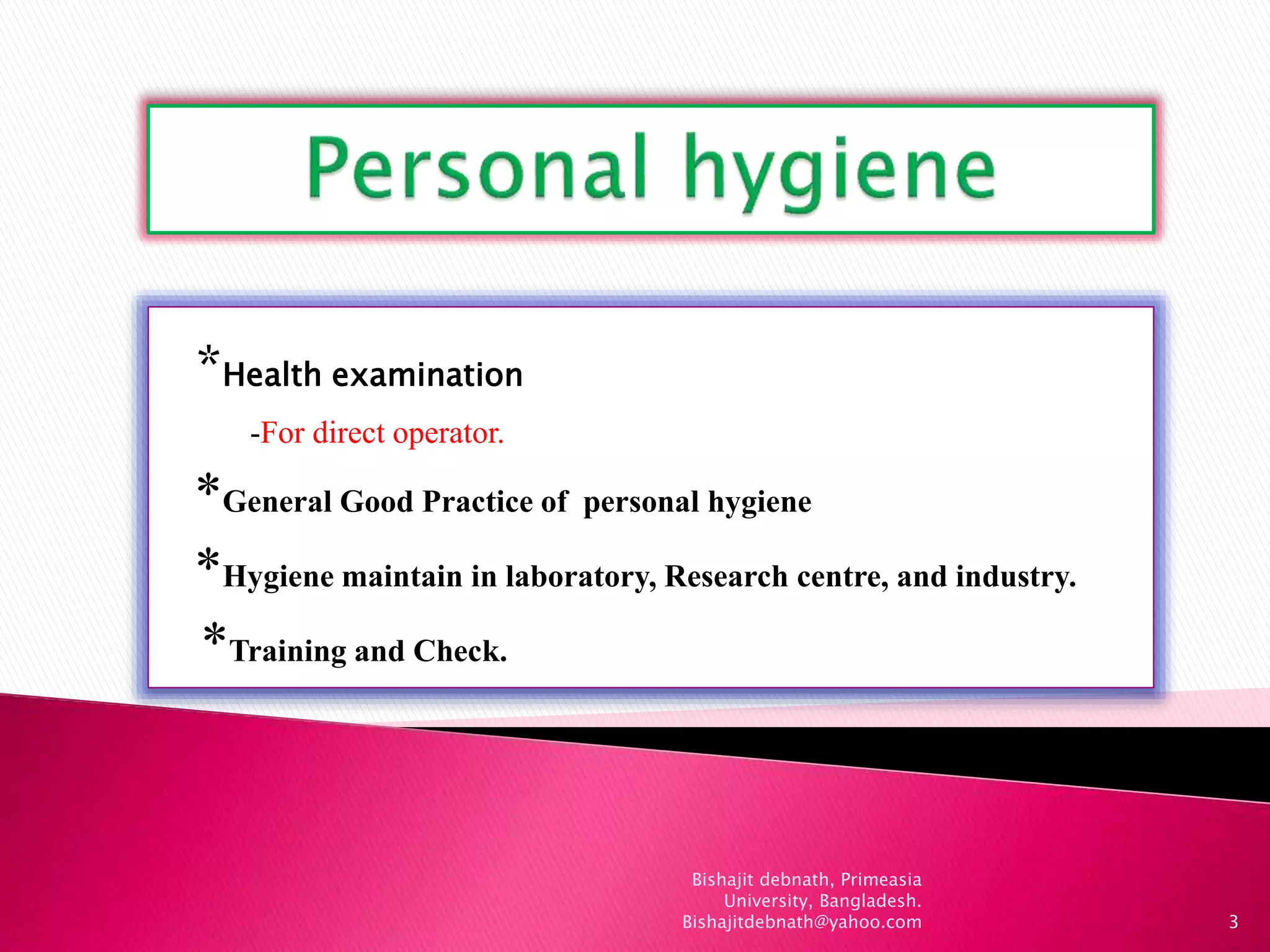 Personal hygine and sanitation by bishajit debnath | PPTX | Bath and ...