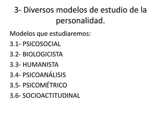Teorías sobre la personalidad. | PPTX