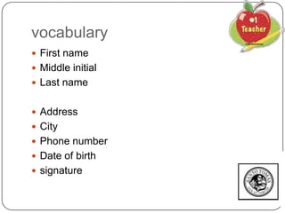 Personal identification | PPTX
