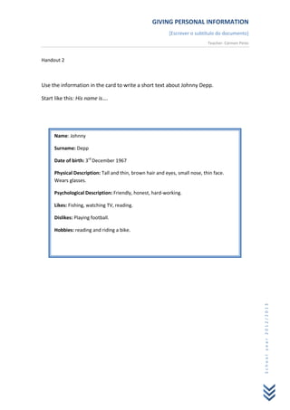 Personal identification handouts | DOCX