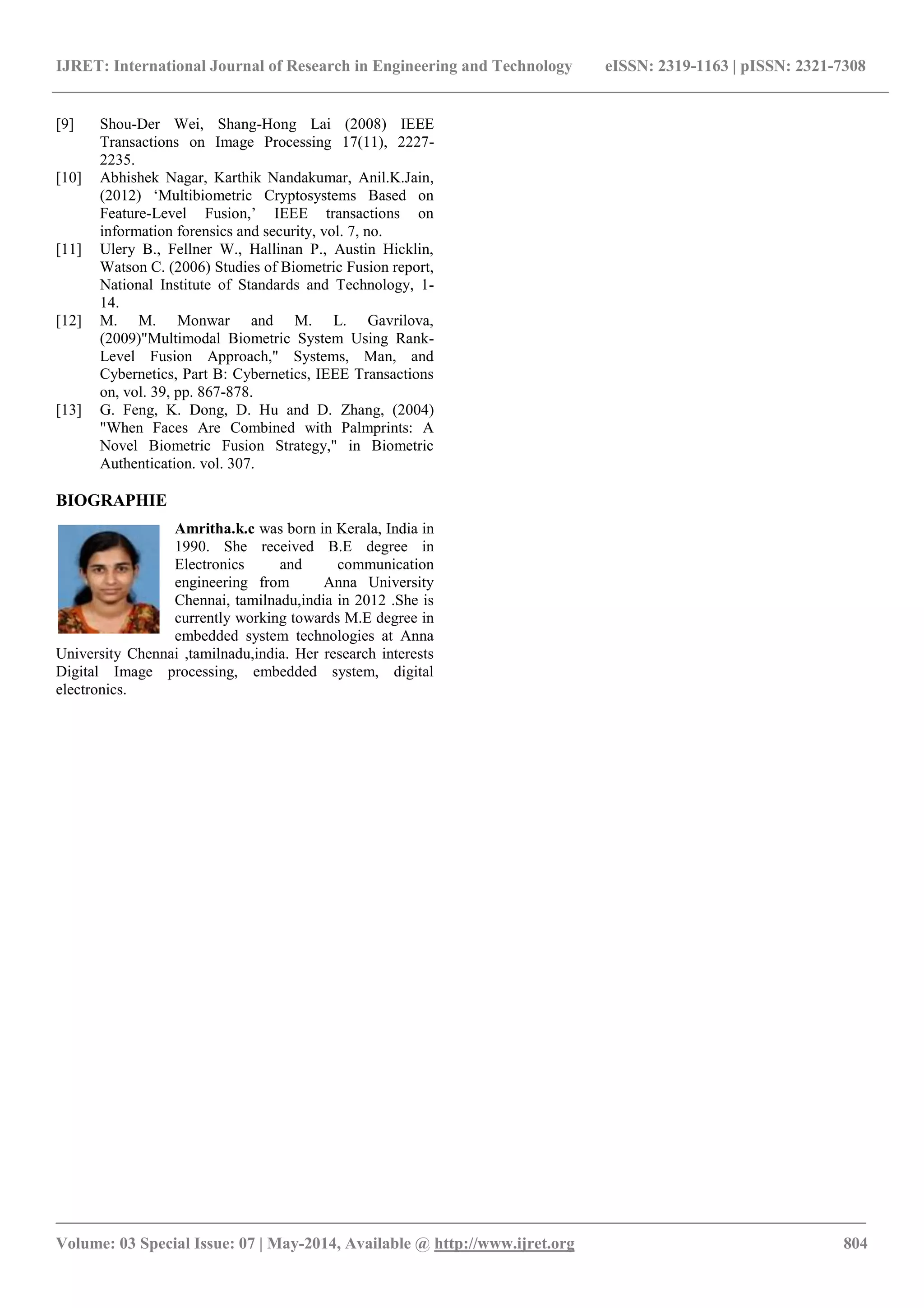 Personal Identification Using Multibiometrics Score Level Fusion Pdf Computing Technology