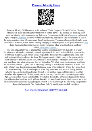 Personal Identity Essay | PDF | Christianity | Religion & Spirituality