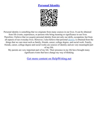 Personal Identity Essay | PDF | Christianity | Religion & Spirituality