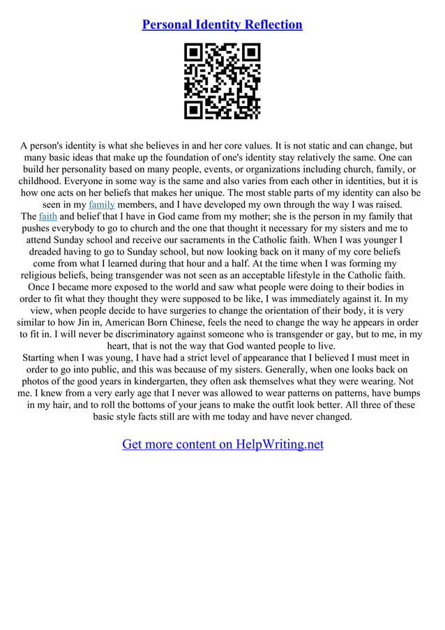 Personal Identity Essay | PDF | Christianity | Religion & Spirituality