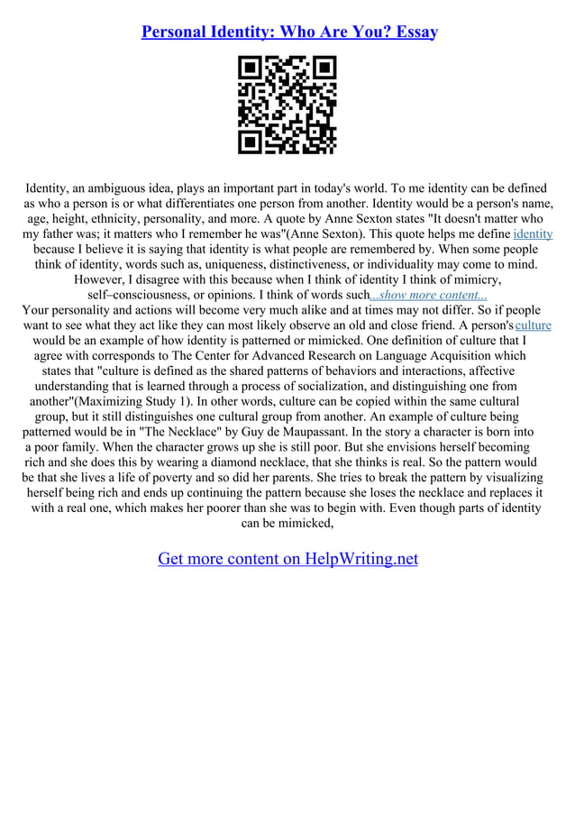 Personal Identity Essay | PDF | Christianity | Religion & Spirituality