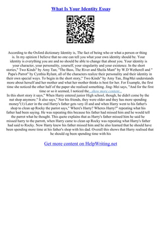 Personal Identity Essay | PDF | Christianity | Religion & Spirituality